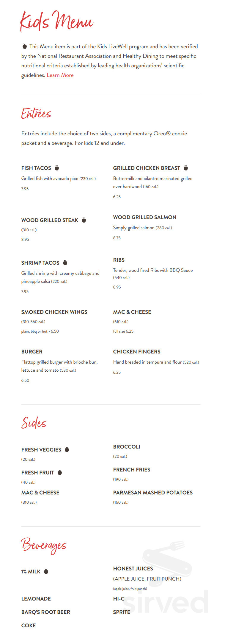Firebirds Wood Fired Grill menu in Moorestown, New Jersey, USA