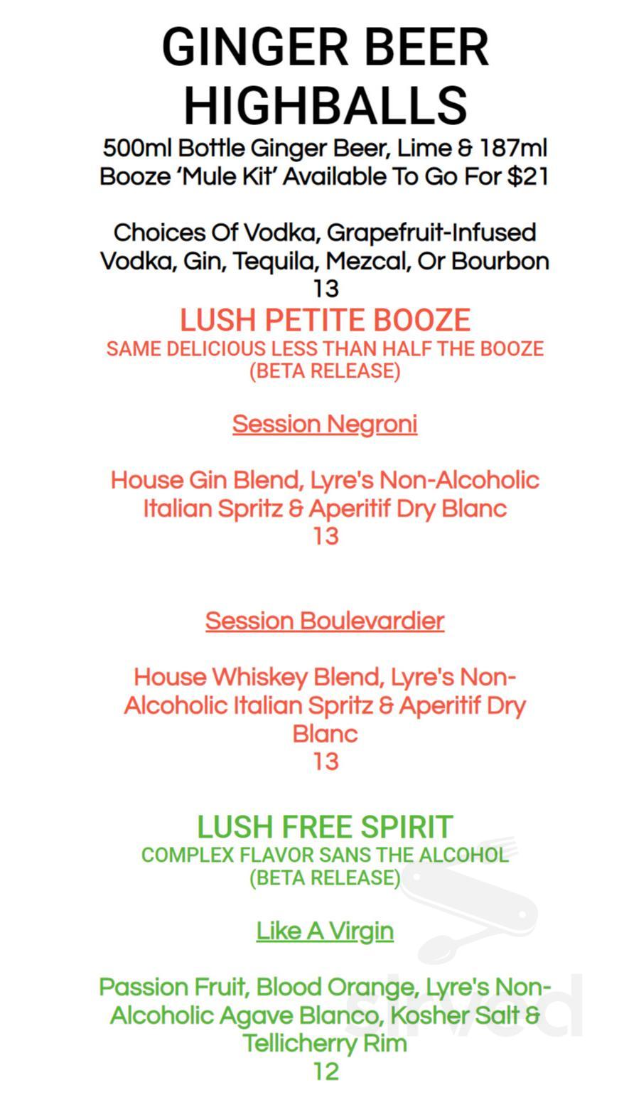 Lush Food & Drink - Roscoe Village menu in Chicago, Illinois, USA