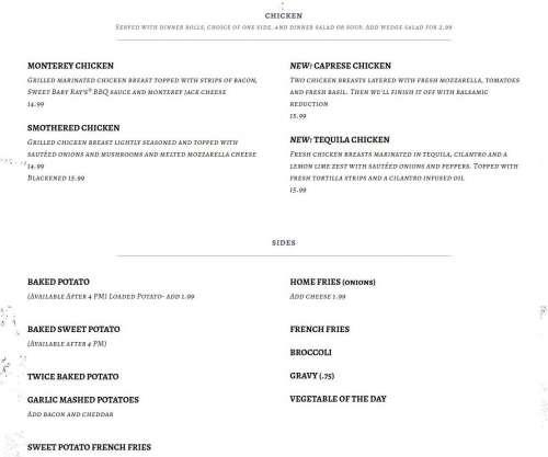 The Whitehouse Inn menu in Whitehouse, Ohio, USA