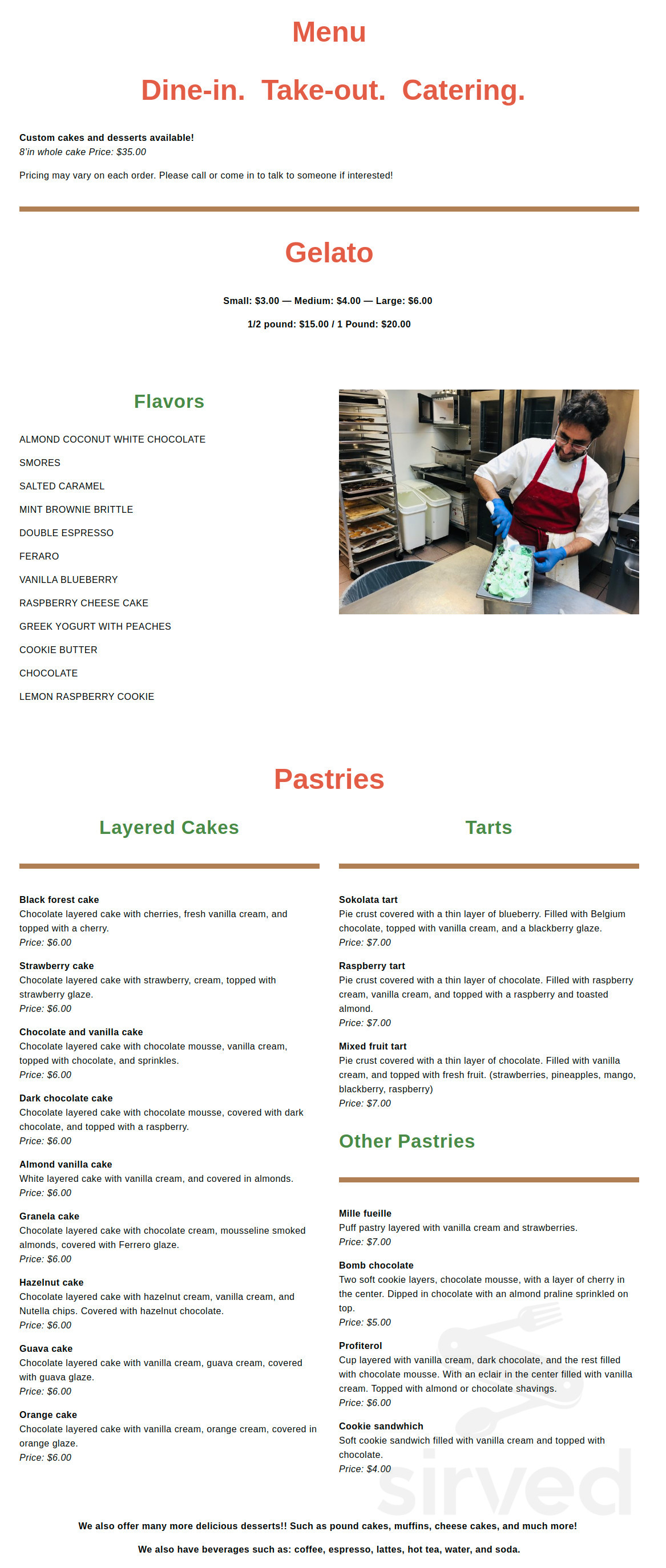 Menu for Sokolata in South Charleston, WV | Sirved