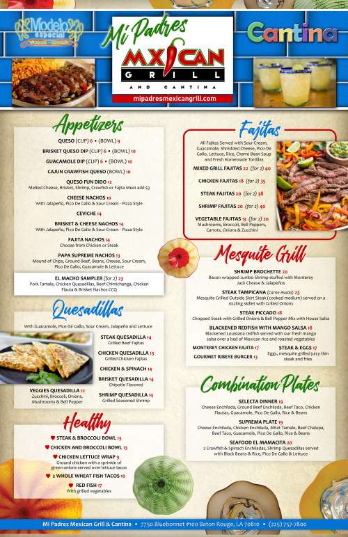Mi Padres Mexican Grill & catering menu in Baton Rouge, Louisiana, USA
