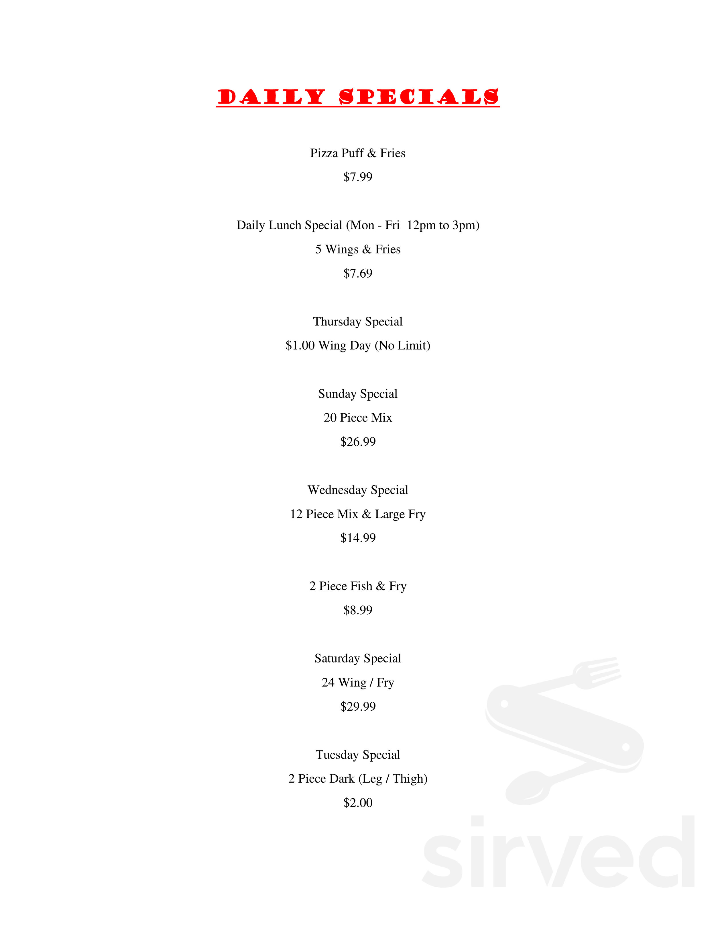 What's Cluckin menu in Plano, Texas, USA