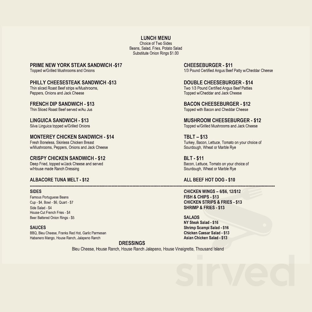 Menu for Tony's Place in Walnut Grove, CA | Sirved