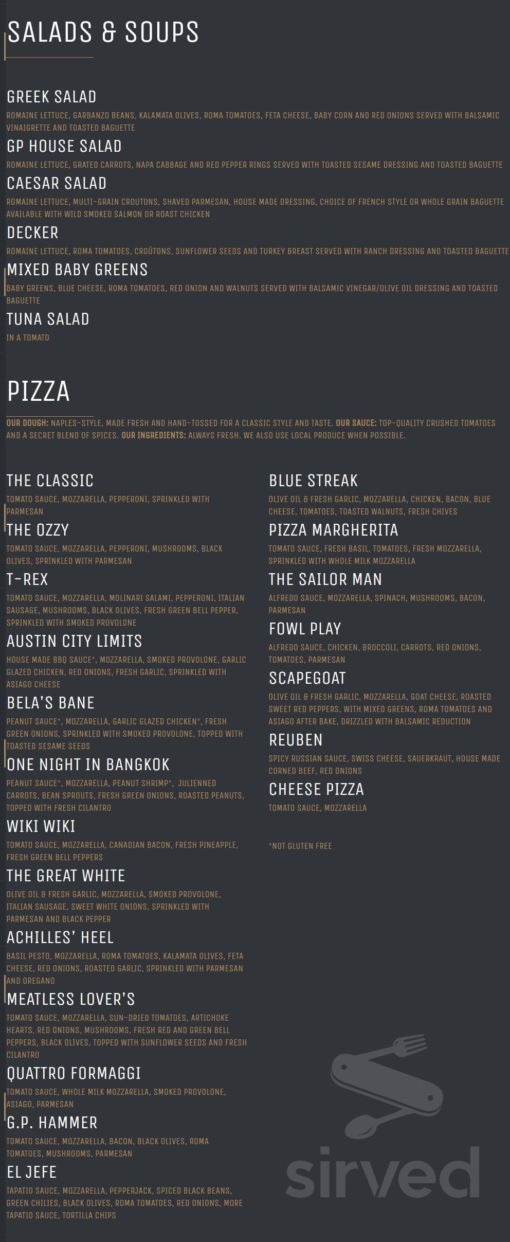 Menu - Pendleton OR's Great Pacific | Sirved