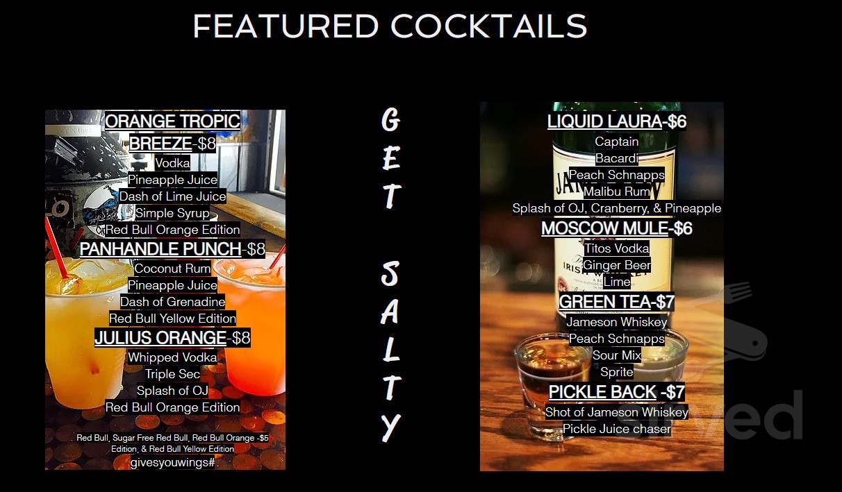 Salty Goat Saloon menu in Panama City Beach, Florida, USA