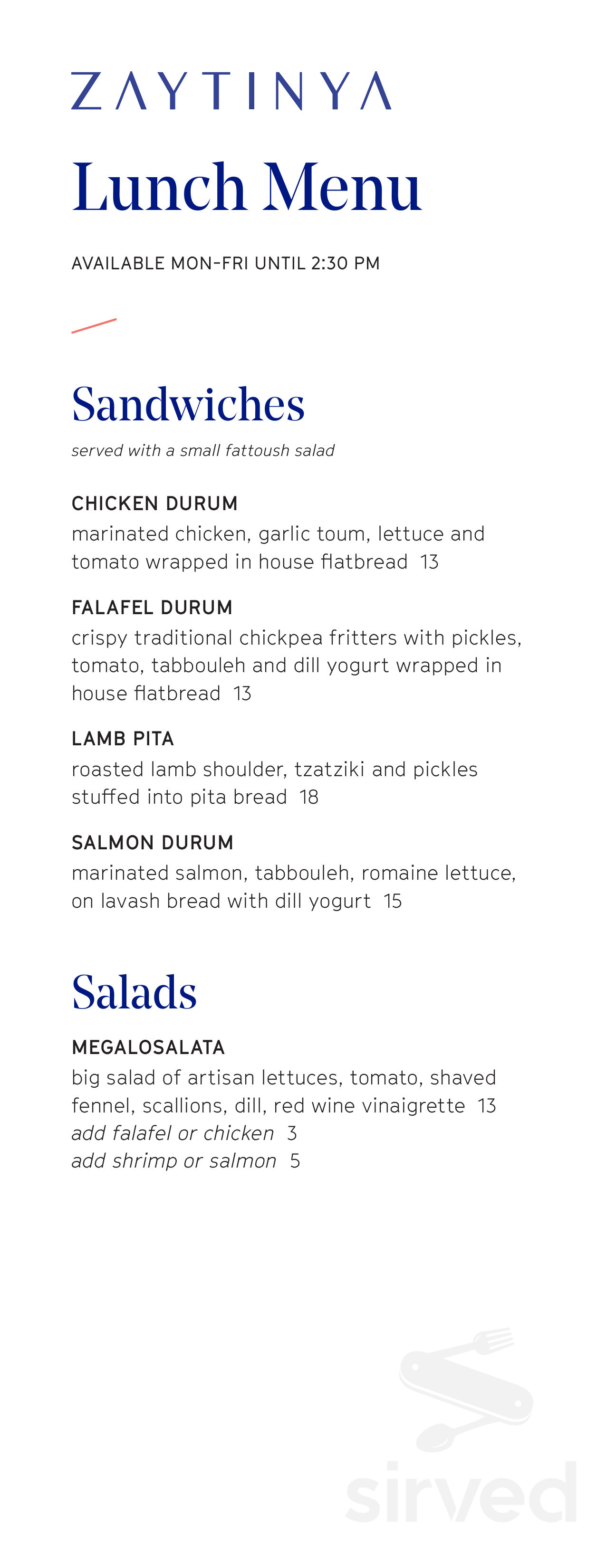 Zaytinya by José Andrés menu in 701 9th St NW, Washington, DC 20001