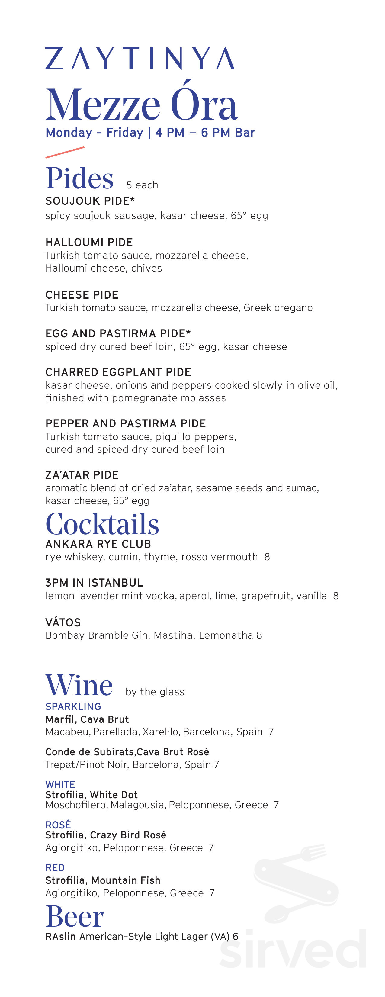 Zaytinya by José Andrés menu in 701 9th St NW, Washington, DC 20001