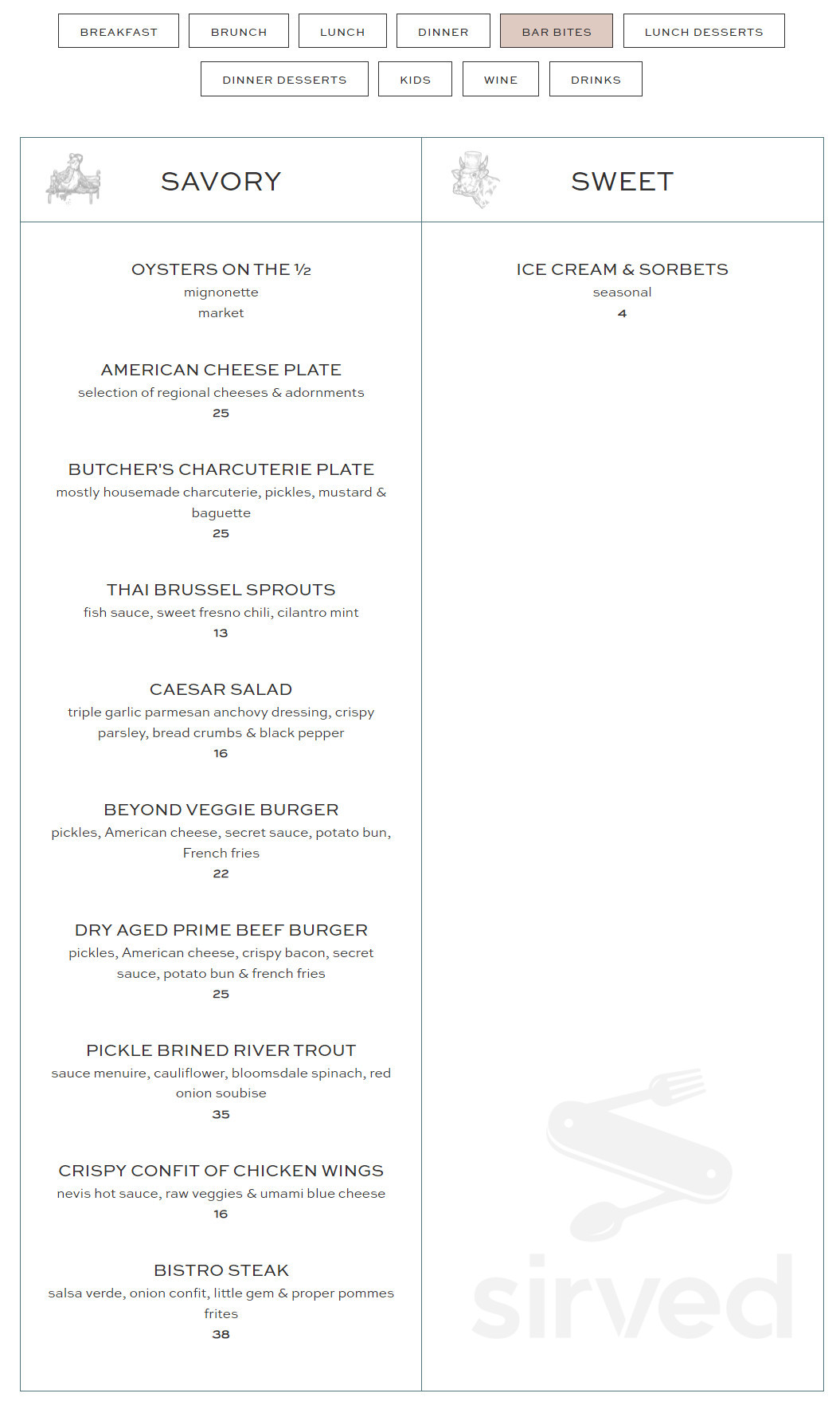 Menu - Chicago IL's Adorn Bar & Restaurant | Sirved