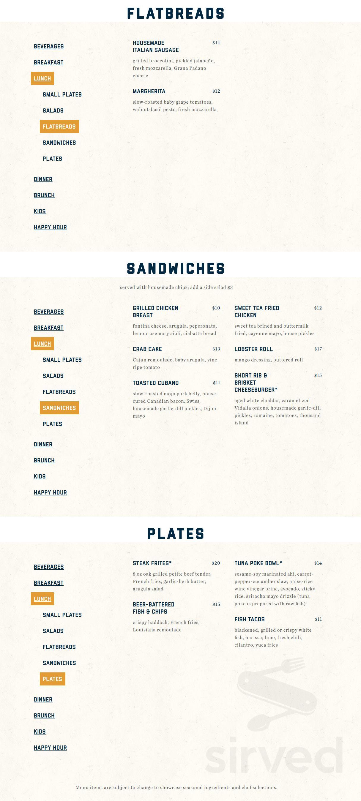 Canvas Restaurant & Market menu in Orlando, Florida, USA