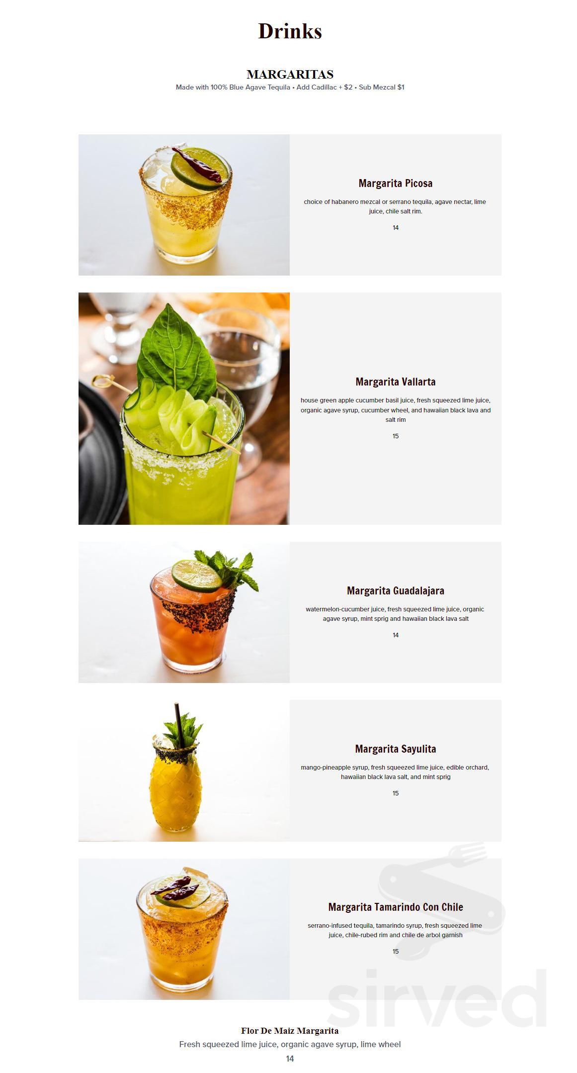 Flor De Maiz menu in Santa Barbara, California, USA