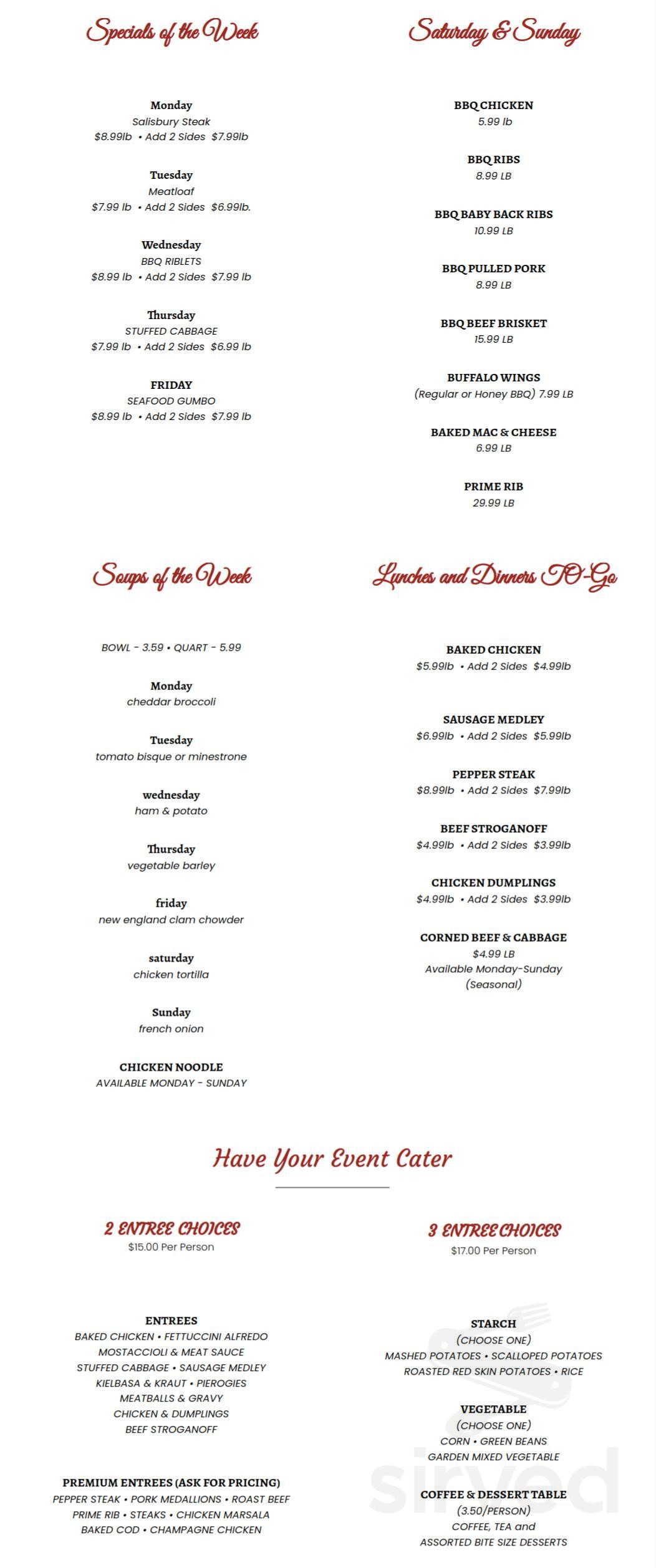 Menu - Brownstown Charter Twp MI's The Market | Sirved