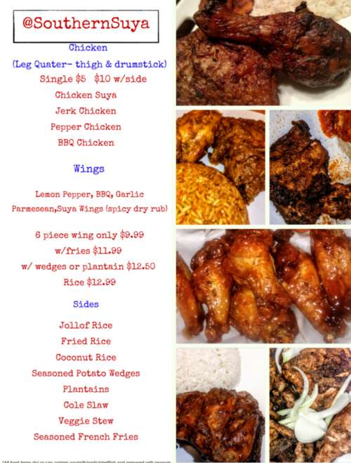 Southern Suya menu in Duluth, Georgia, USA