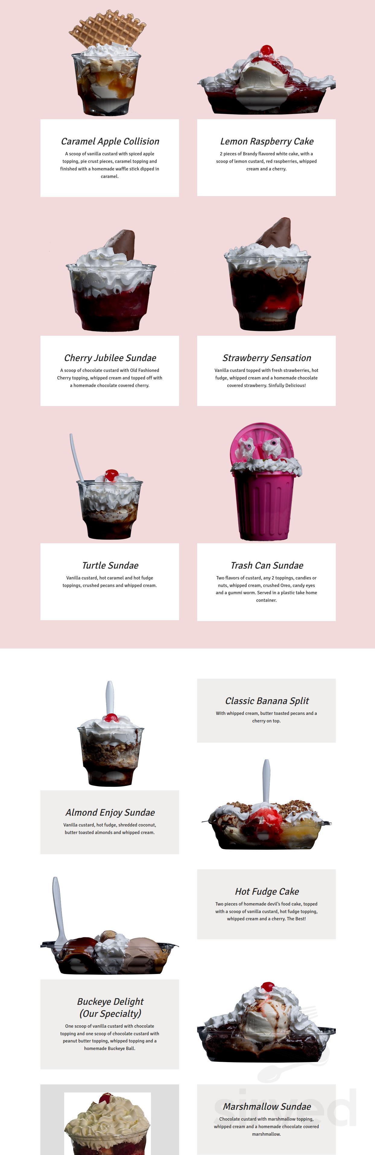 Menu for JD's Old Fashioned Frozen Custard in Englewood, OH | Sirved