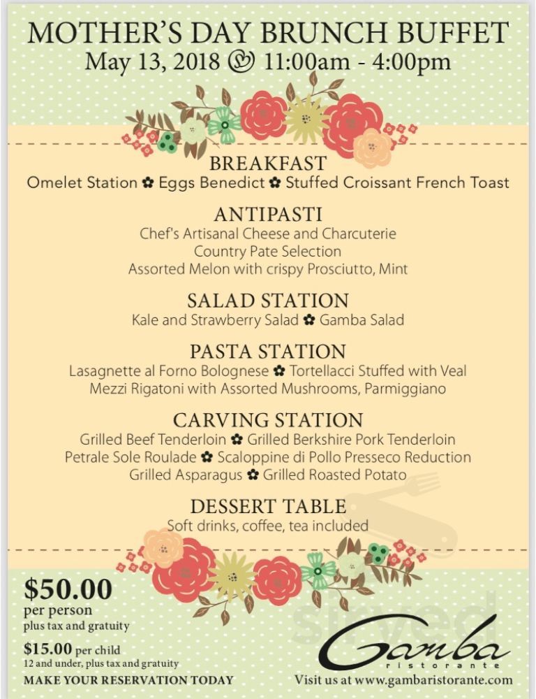 Gamba Ristorante menu in Merrillville, Indiana, USA