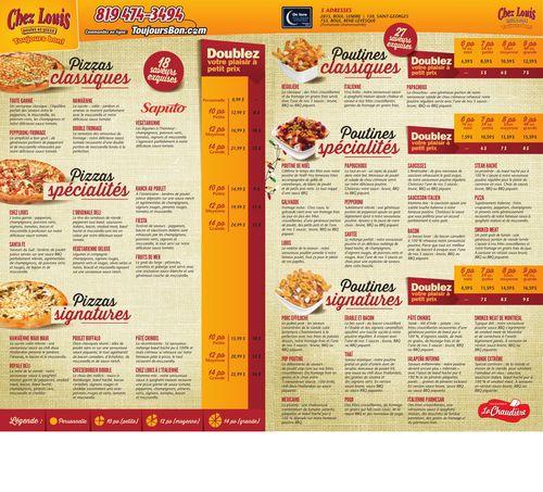 Chez Louis Poulet Et Pizza menu in Drummondville, Quebec, Canada