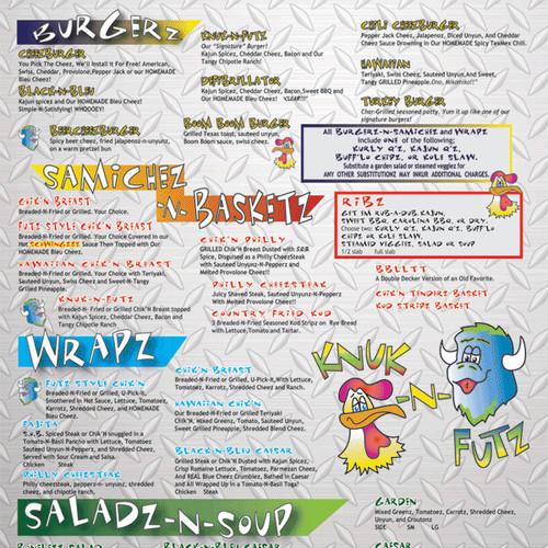 Knuk-N-Futz menu in Taylor Mill, Kentucky, USA