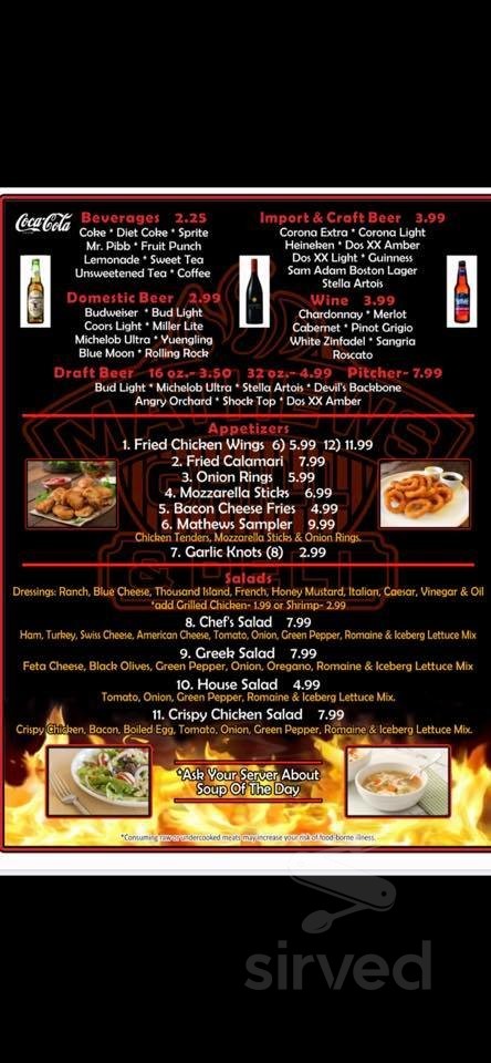 Mathews Grill and Deli menus in Mathews, Virginia, United States