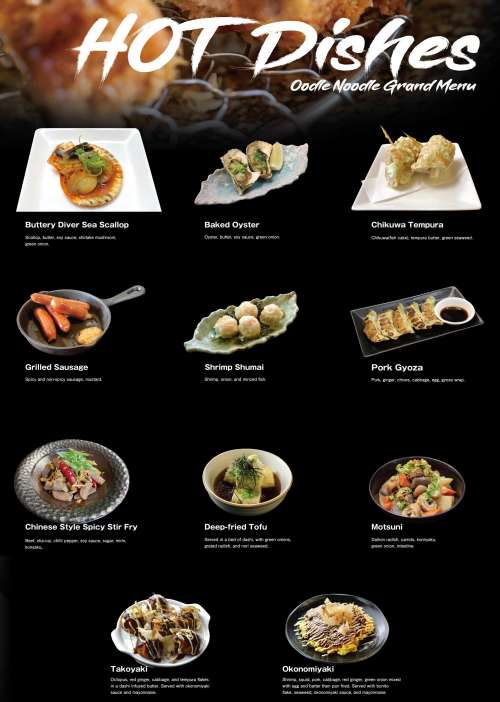 Oodle Noodle menu in Las Vegas, Nevada, USA