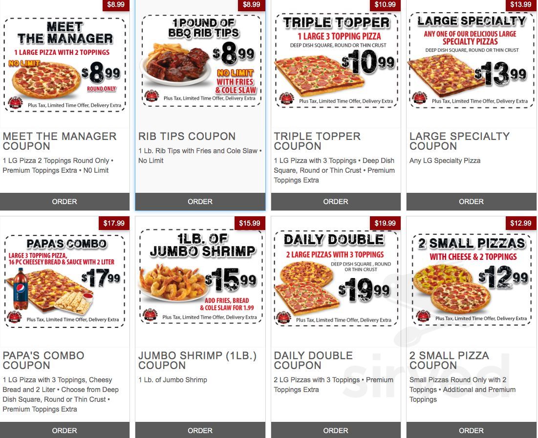 Menu - Warren MI's Papa's Pizza | Sirved