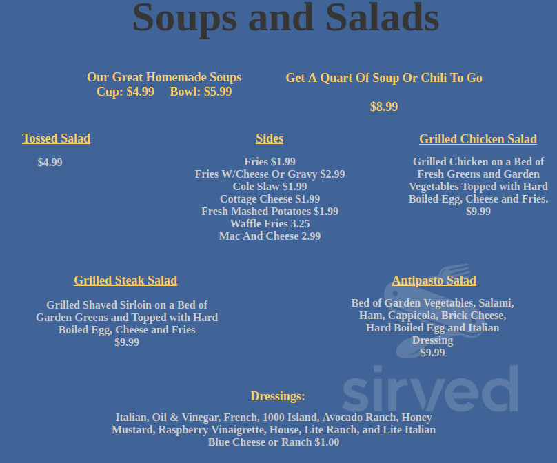 Jimmy G's Bar & Grill menu in Canonsburg, Pennsylvania, USA