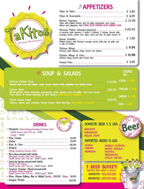 TaKitos Mexican Restaurant menu in Hollywood, Florida, USA