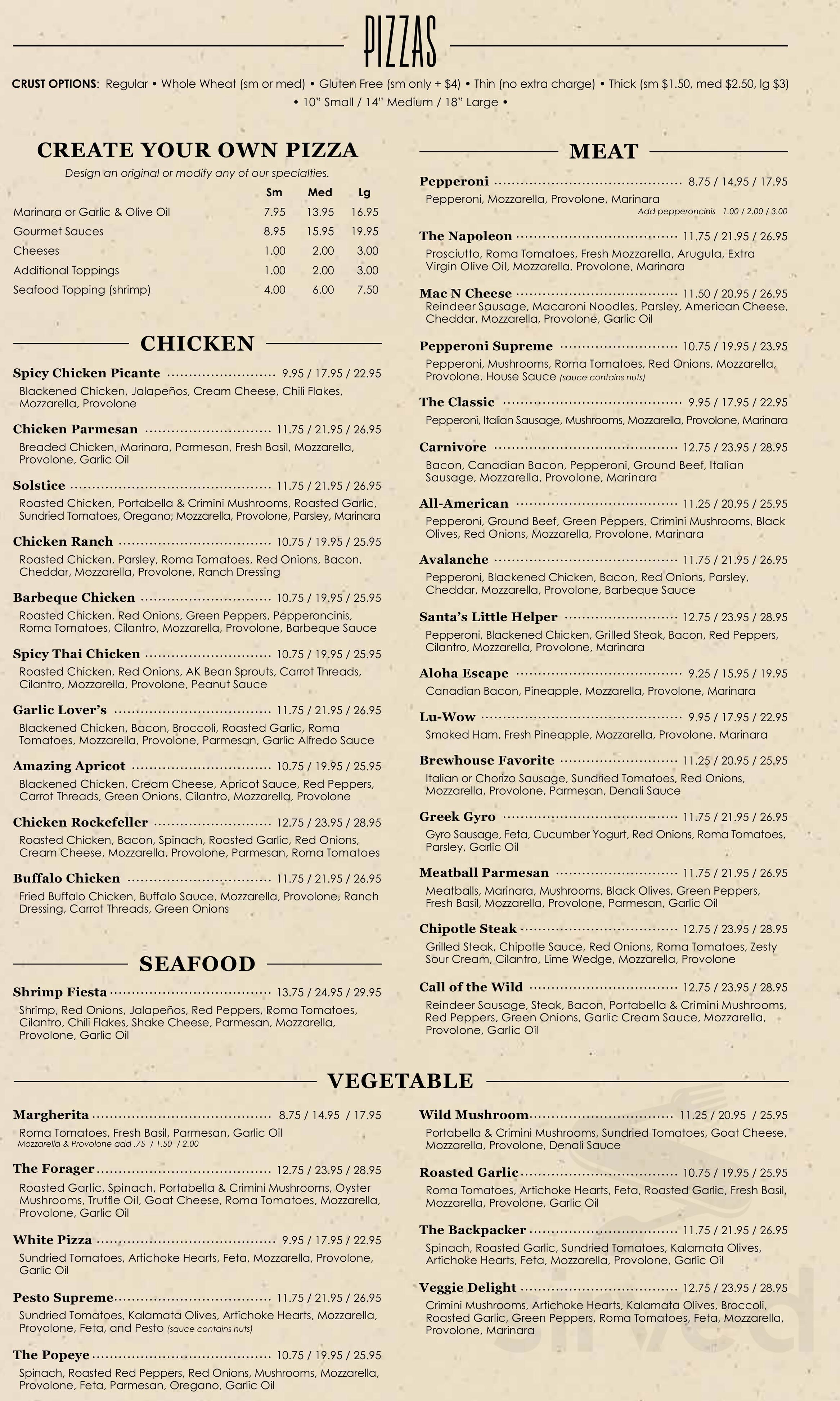 Menu Anchorage AK s Moose s Tooth Pub Pizzeria Sirved