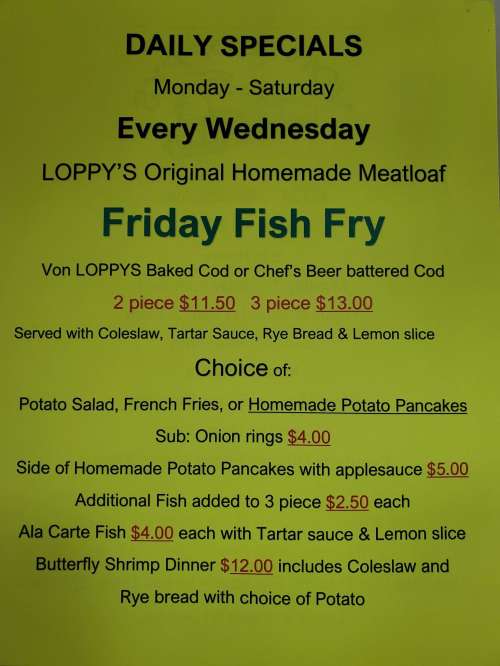 Von LOPPYS Bar & Bistro menu in Ixonia, Wisconsin, USA