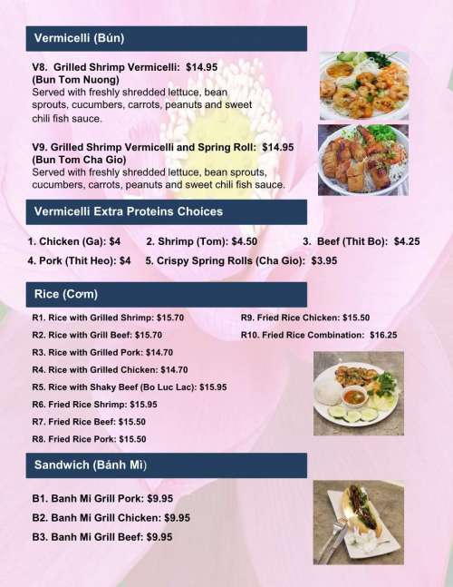 Lotus Pho & Grill menu in Lorton, Virginia, USA