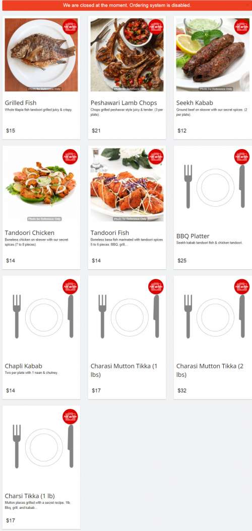 PESHAWARI KABAB HUT menu in Calgary, Alberta, Canada