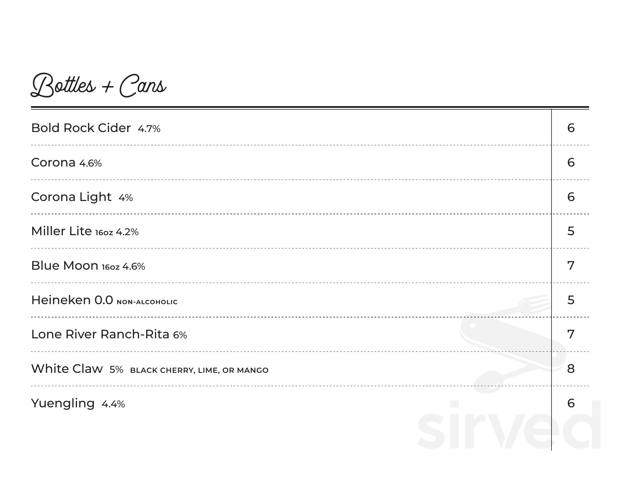 Watershed menu in Baltimore, Maryland, USA