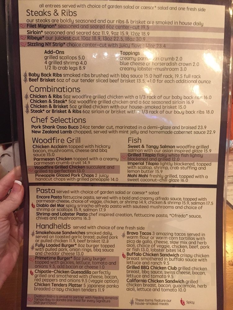 Ovation Bistro & Bar, Lakeland menus in Lakeland, Florida, United States