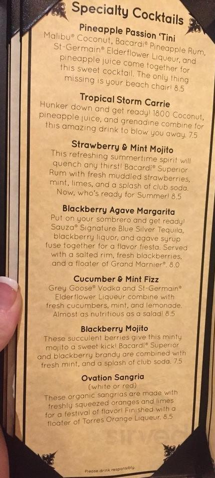 Menu for Ovation Bistro & Bar, Winter Haven in Winter Haven, FL | Sirved