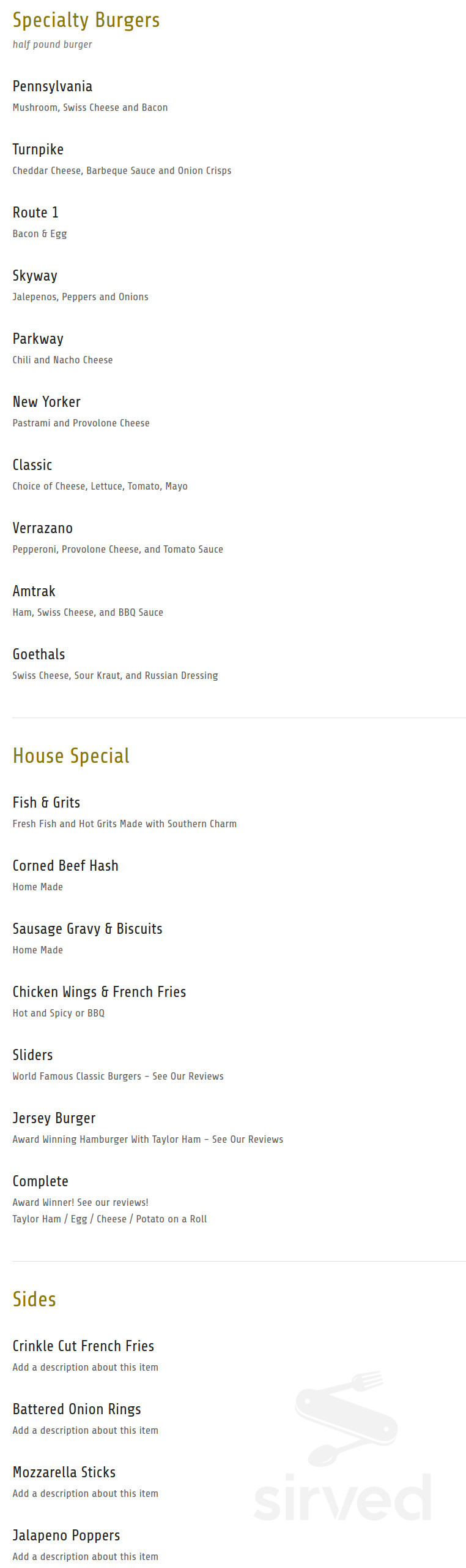 Menu - Linden NJ's White Rose Diner | Sirved