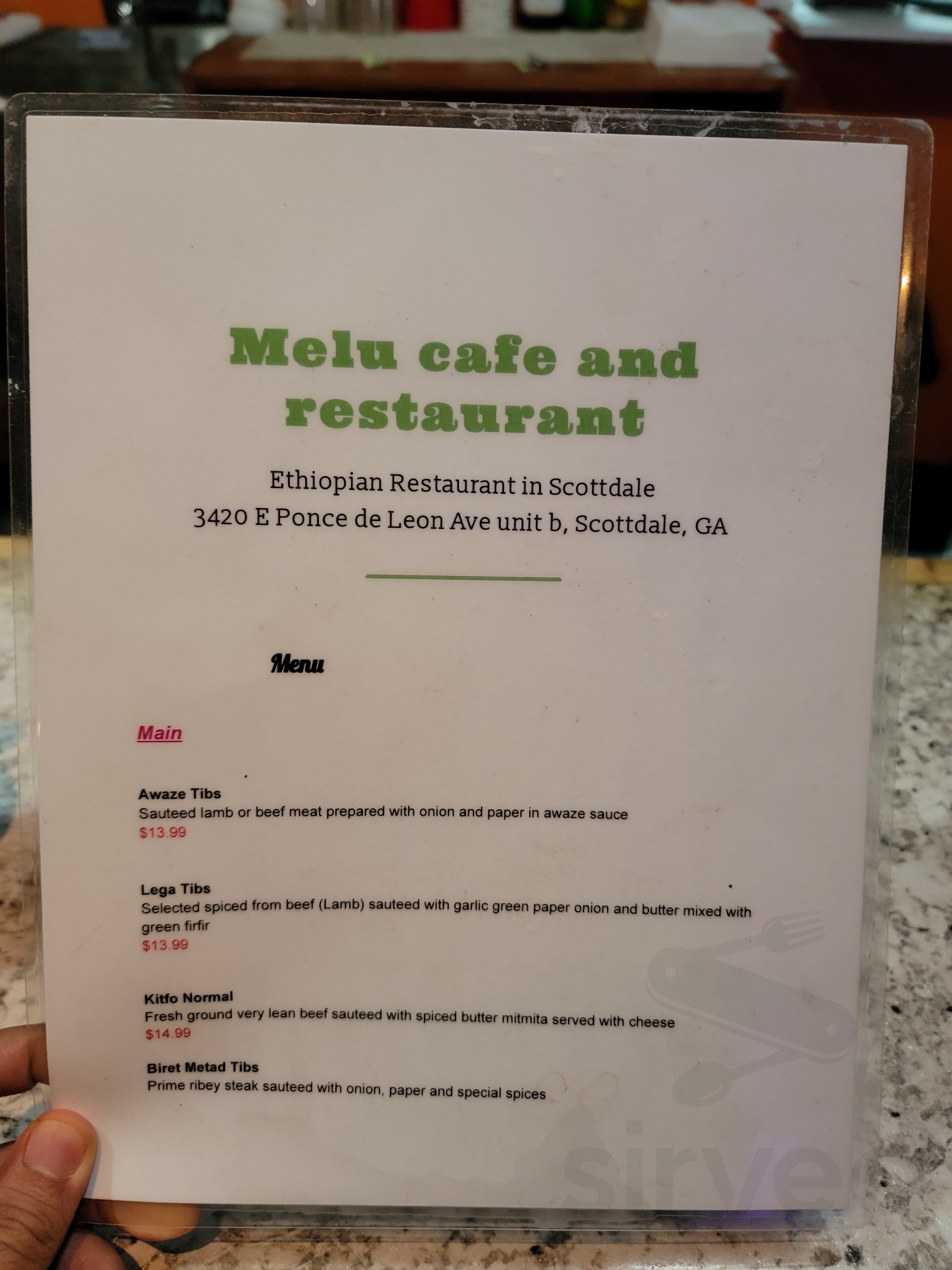 Melu Cafe and Restaurant menu in Scottdale, Georgia, USA