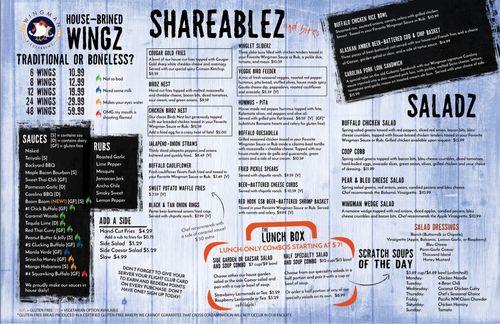 Wingman Birdz + Brewz menu in Walla Walla, Washington, USA