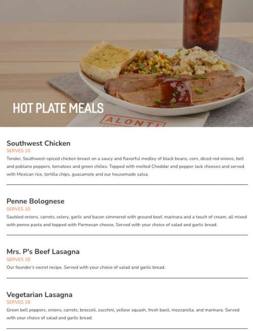 Alonti Catering Kitchen menu in Chicago, Illinois, USA