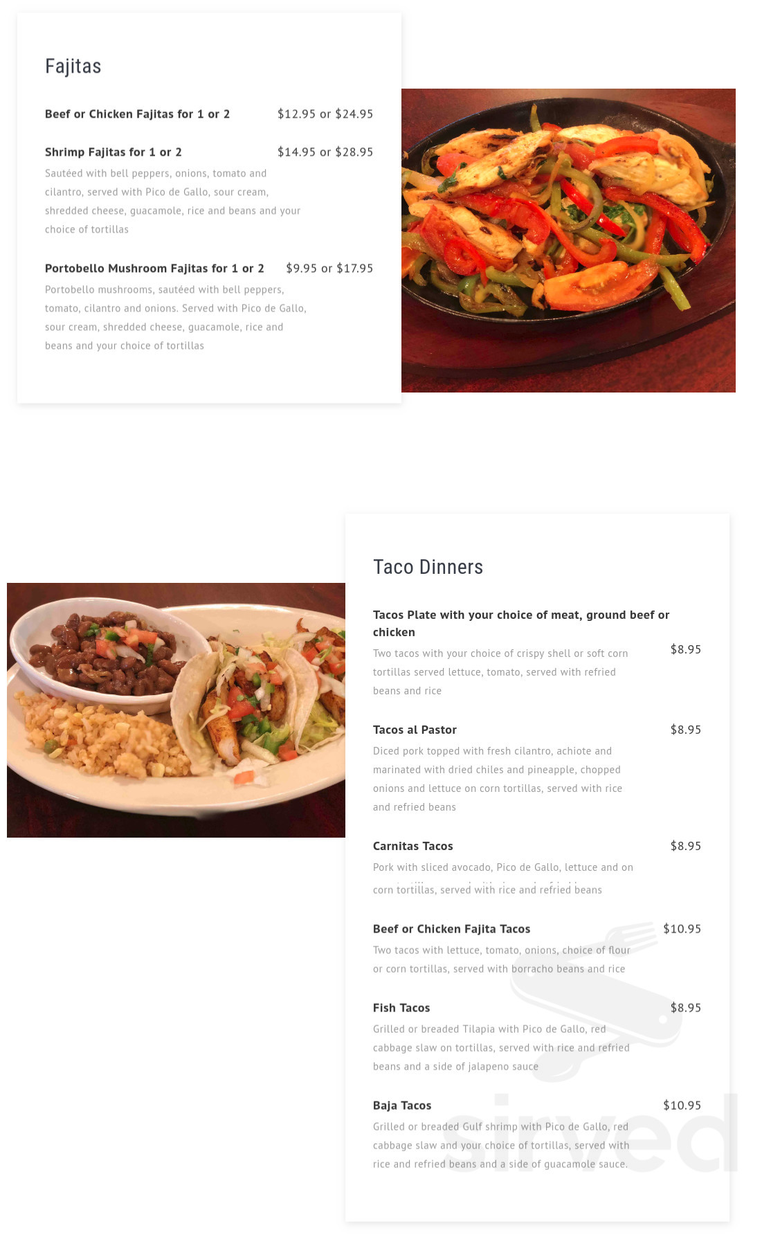 El Huarache menu in Austin, Texas, USA