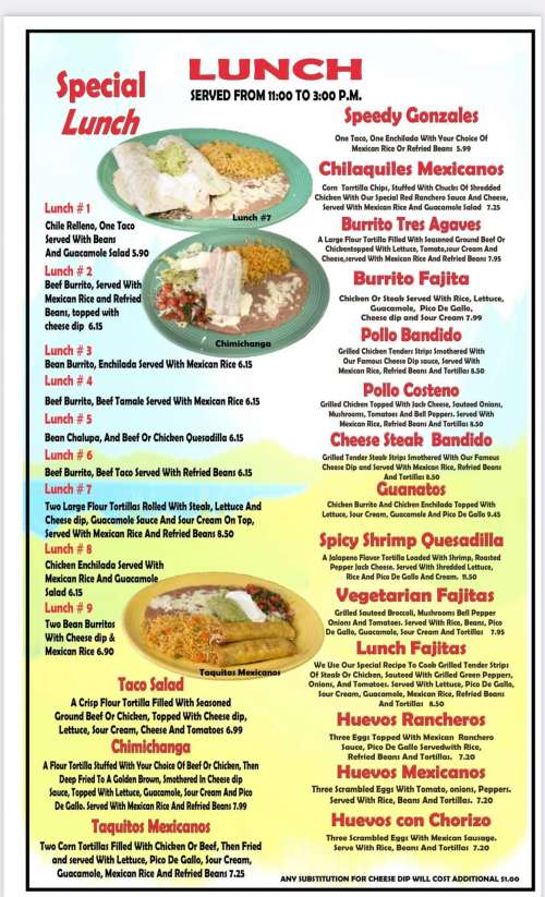 Tres Agaves Mexican Restaurant menu in Wardsville, Missouri, USA