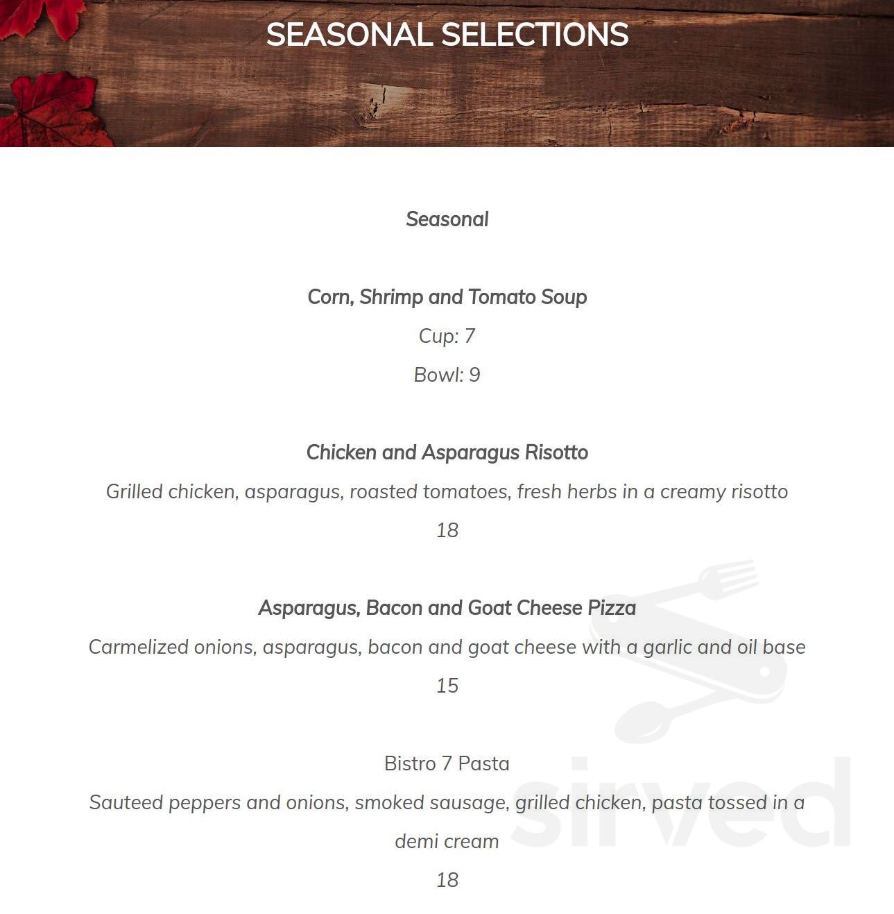 Menu for Seven An American Bistro in Clifton Park, NY | Sirved