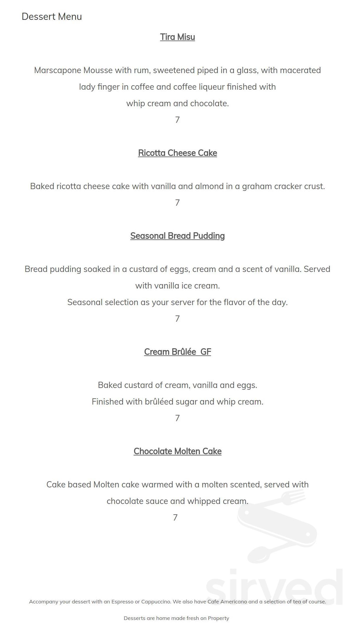 Menu for Seven An American Bistro in Clifton Park, NY | Sirved