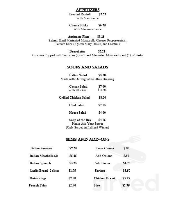 Dino's Grill menu in Memphis, Tennessee, USA