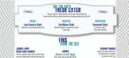 Menu for The Tin Fin Restaurant in Rincon, GA | Sirved