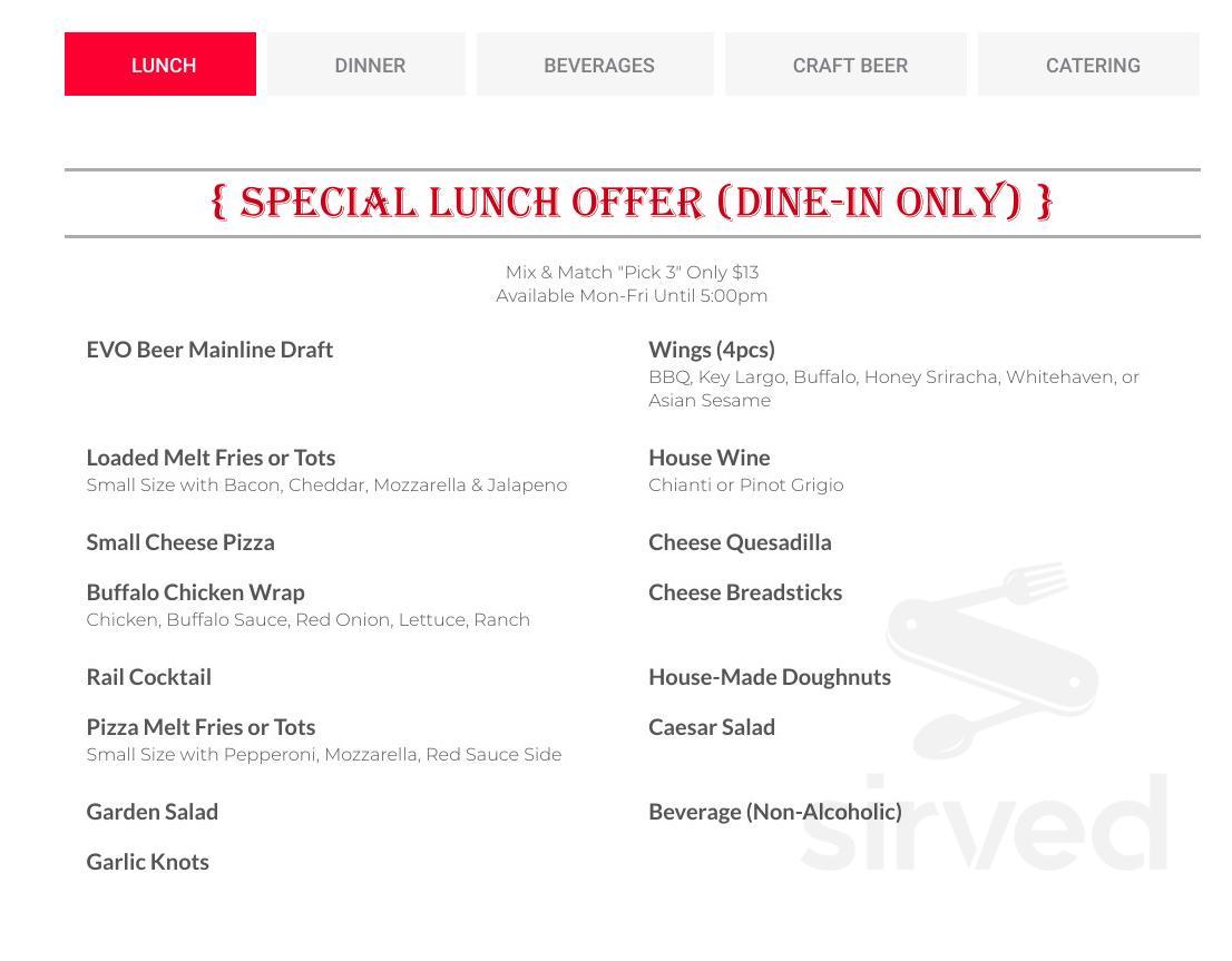 Specific Gravity Pizzeria & Beer Joint menu in Salisbury, Maryland, USA