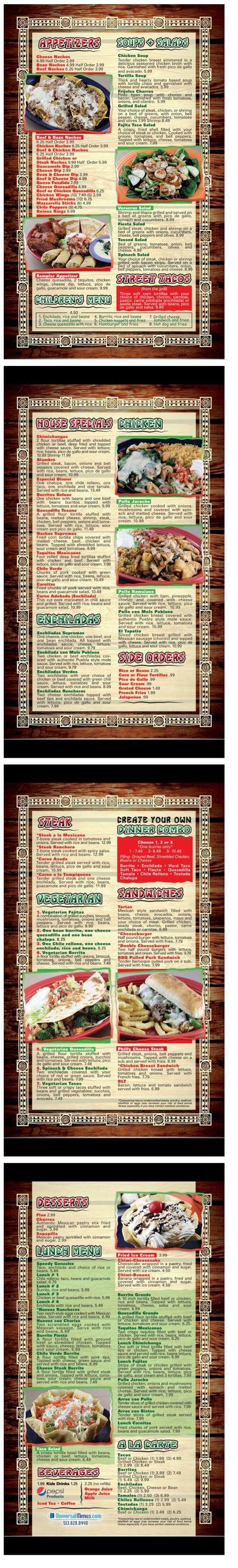 Fiesta Veracruz Mexican Restaurant menu in Wilmington, Ohio, USA