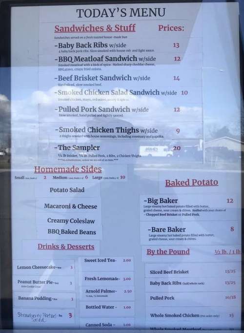 Neighbor's BBQ menu in Prosser, Washington, USA