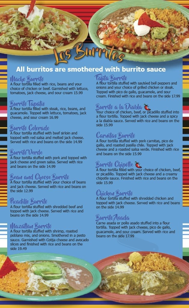 El Tapatio Méxican Restaurant menu in Auburn, California, USA