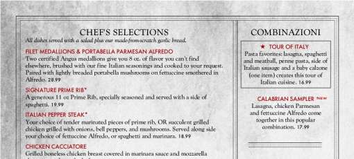 Menu for Chirico's Ristorante-Catering in Logan, WV | Sirved