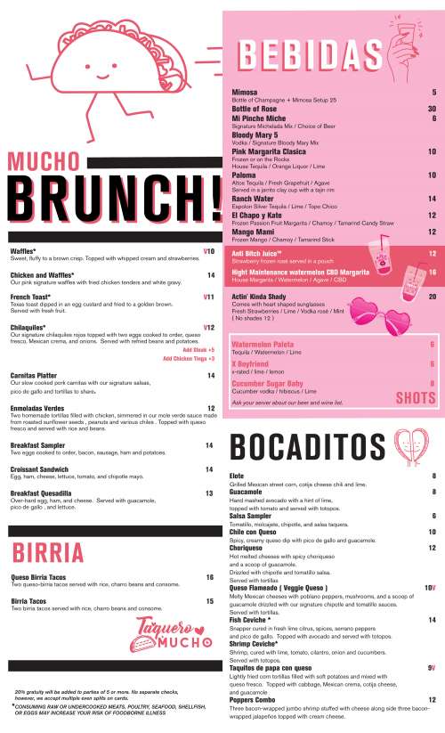 Taquero Mucho menu in Austin, Texas, USA