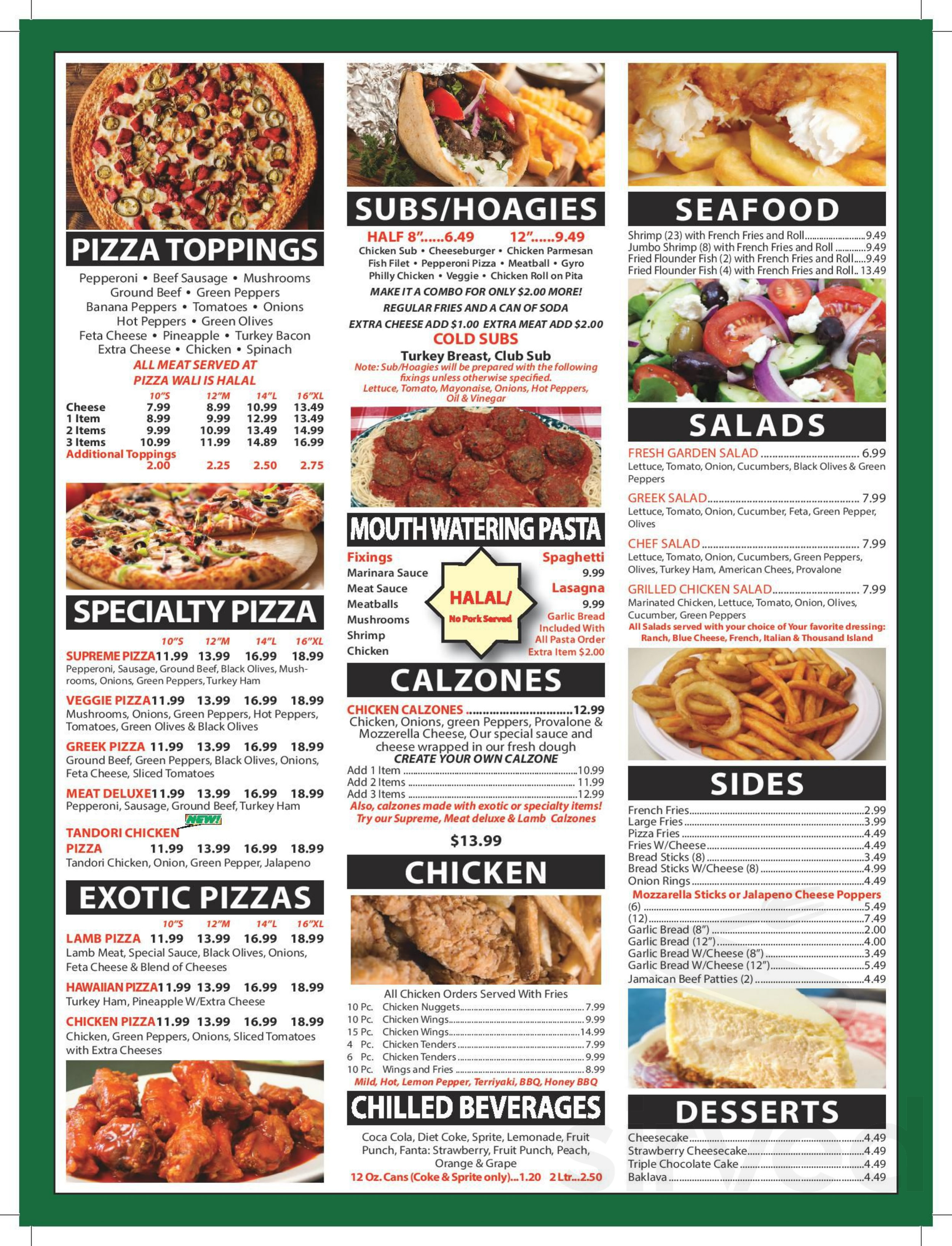 Menu - Forest Park GA's Pizza Wali | Sirved