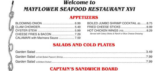 Menu for Mayflower Xvi Seafood Restaurant in Durham, NC | Sirved